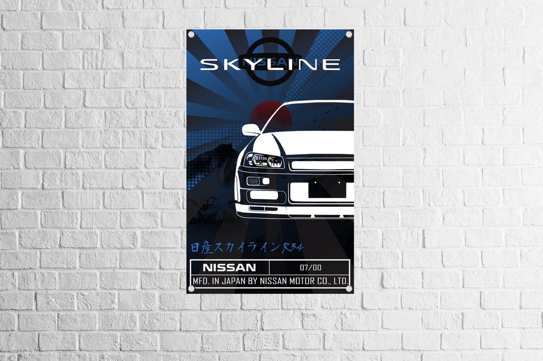 Nissan Skyline R34 Vinyl Banner Skyline GTR Poster Godzilla JDM Car ...