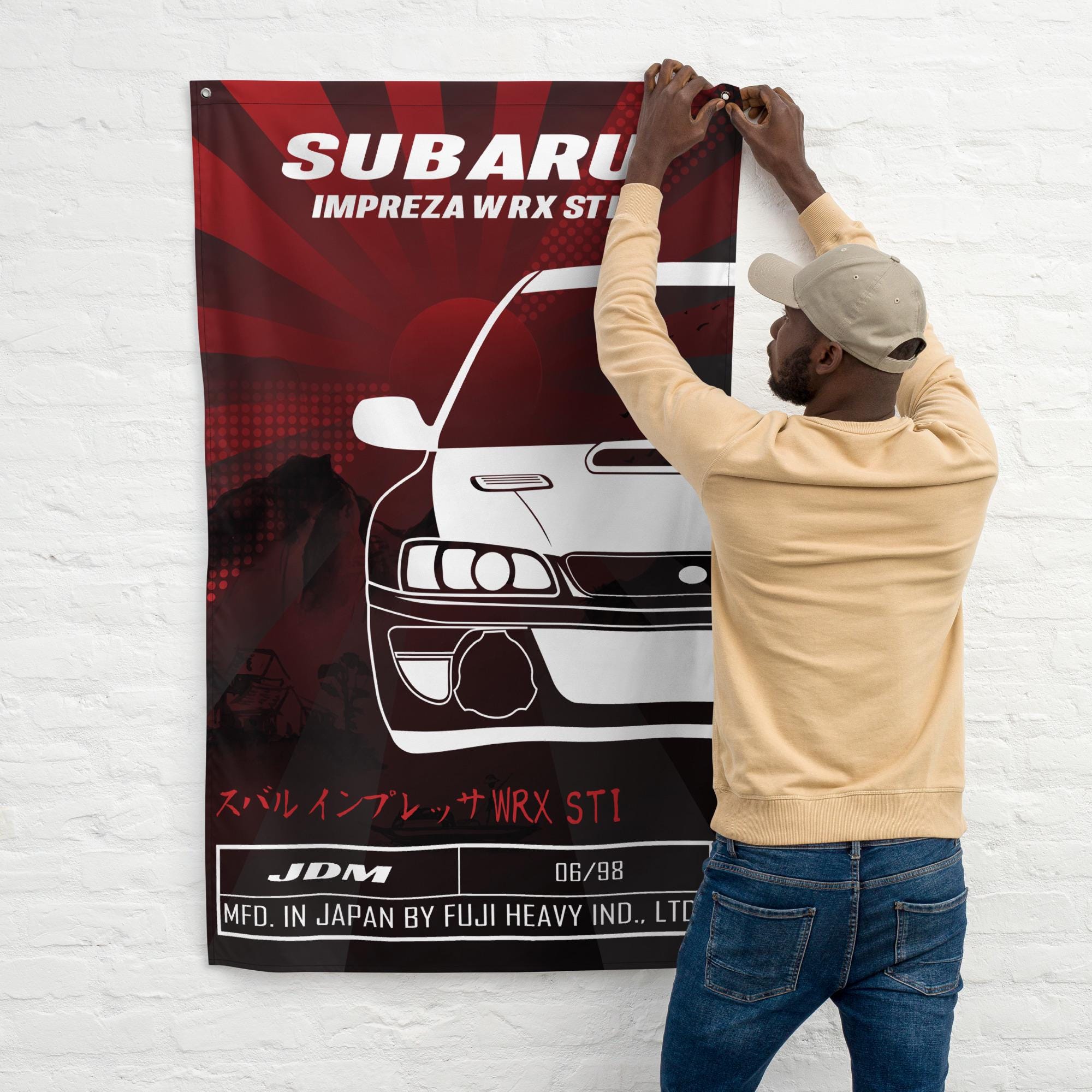 Subaru Impreza WRX Sti Flag- STI Meaneye Cloth Banner- Subaru 1st Gen ...
