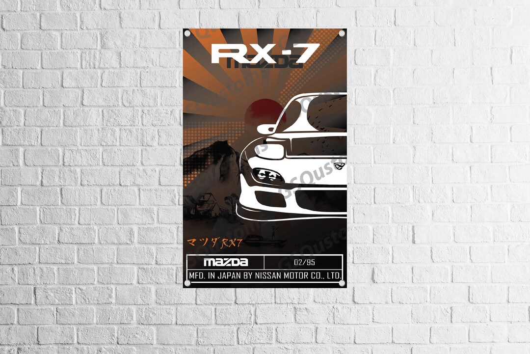 Mazda RX7 Themed Banner JDM Poster Flag Japan Cars Gearhead Custom ...