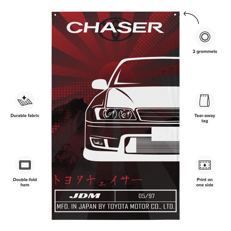 Toyota Chaser Flag- JZX100 Cloth Banner - Chaser JDM Car Garage Wall ...