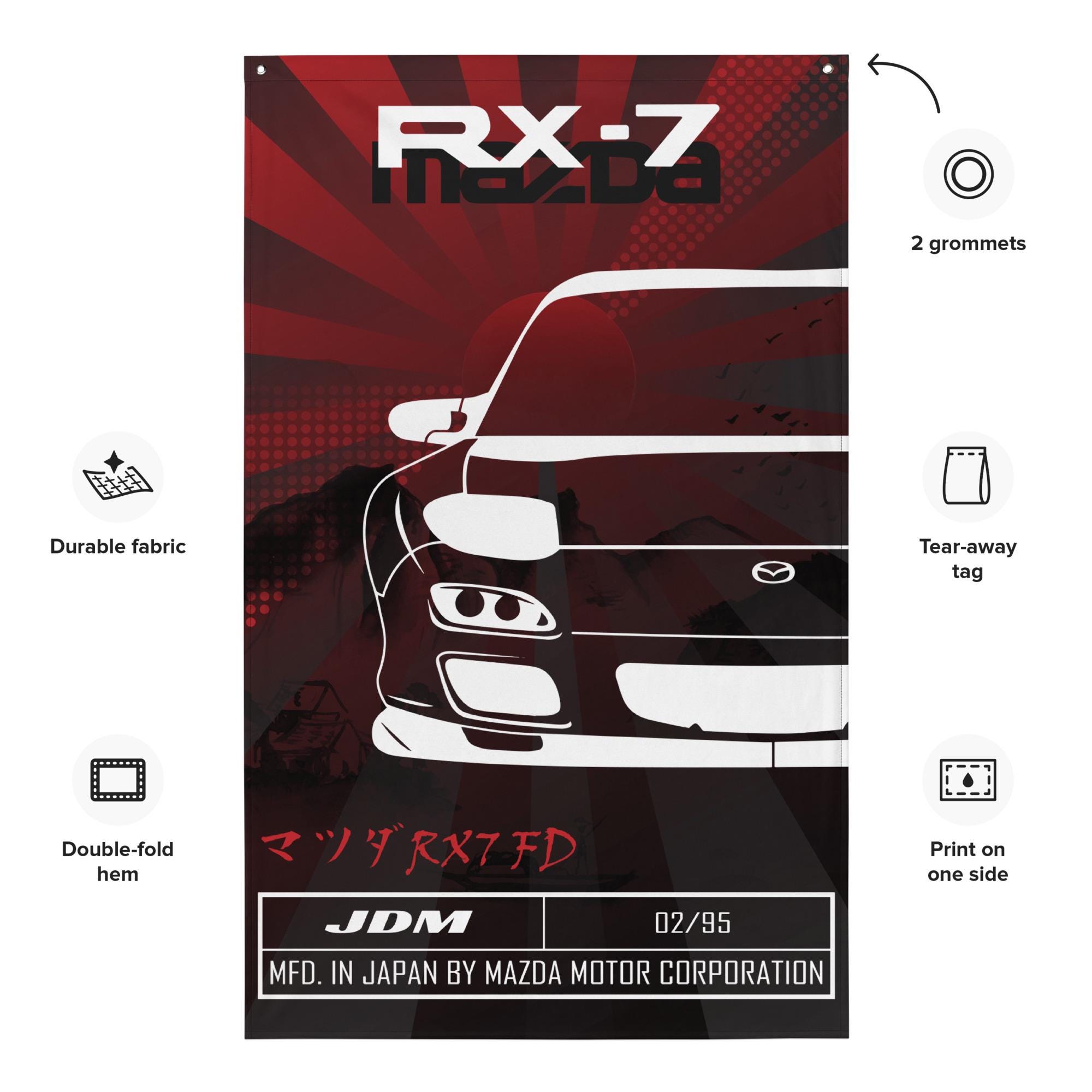 Mazda RX7 FD Flag- RX7 Cloth Banner - RX7 FD JDM Car Garage Wall Art ...