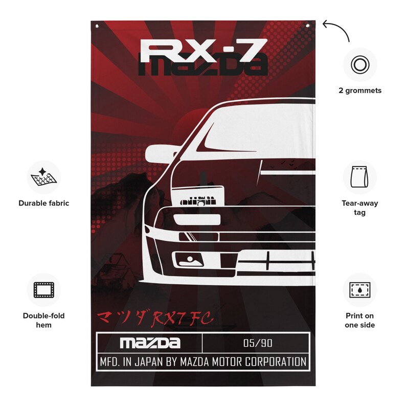 Mazda RX7 FC Flag RX7 Cloth Banner RX7 FC JDM Car Garage Wall Art Man ...