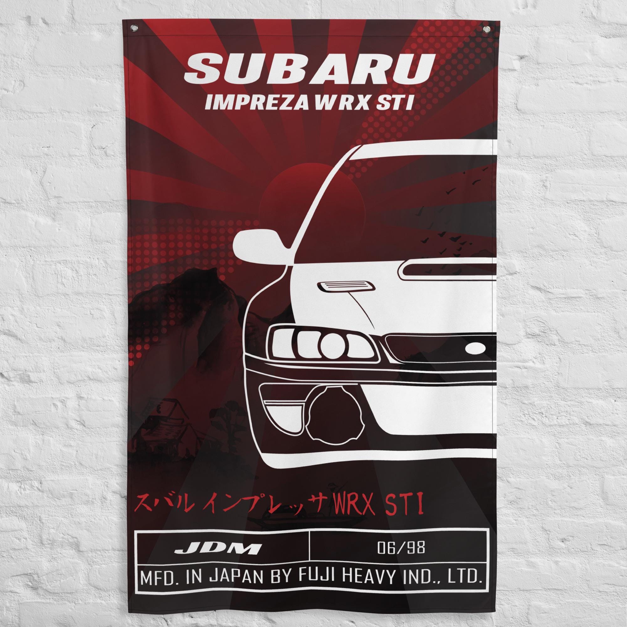 Subaru Impreza WRX Sti Flag- STI Meaneye Cloth Banner- Subaru 1st Gen ...