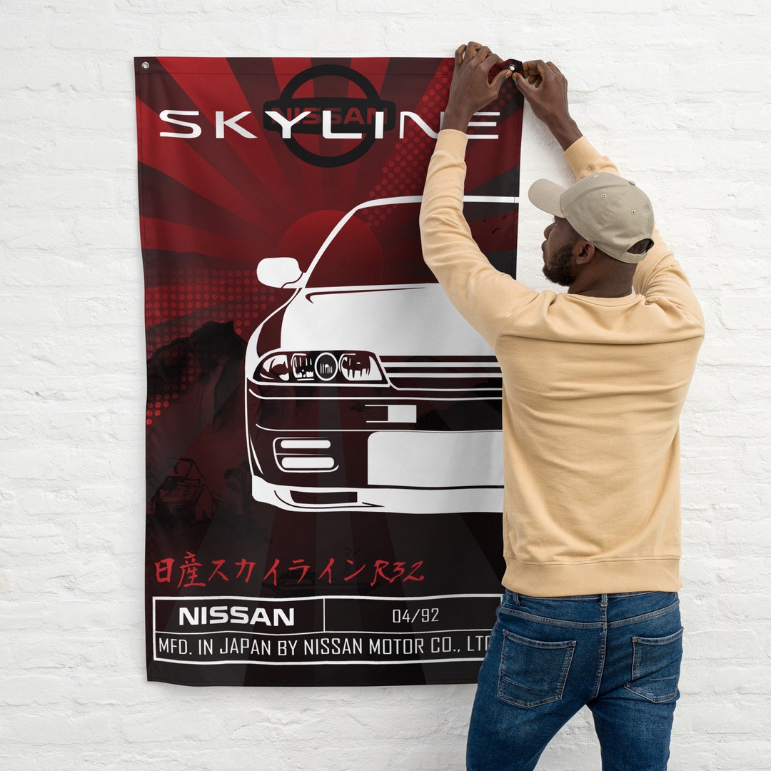 Nissan Skyline R32 Flag Nissan GTR R32 Cloth Banner JDM Car Garage Wall ...