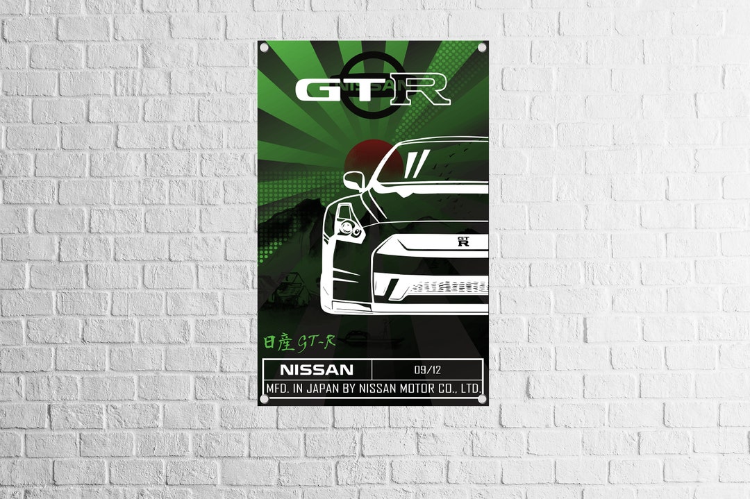 Nissan GTR R35 Vinyl Banner Nissan GT-R Poster R35 JDM Car Garage Wall ...