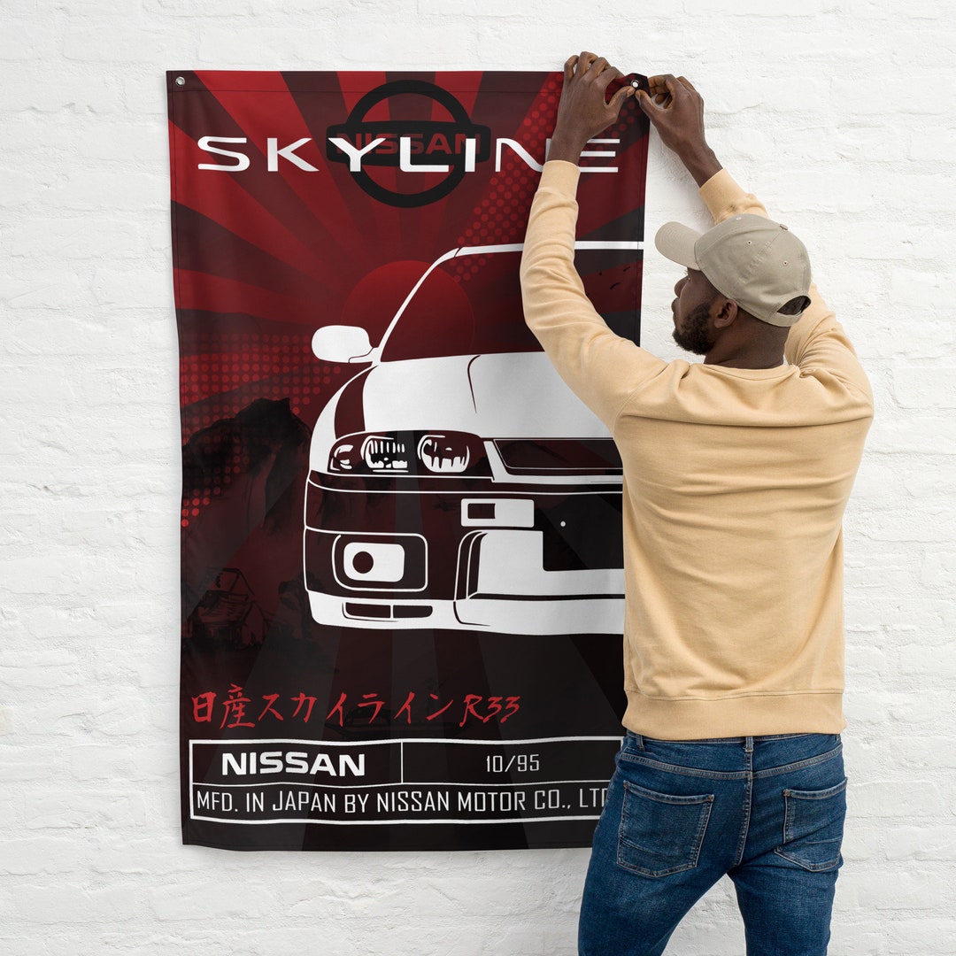 Nissan Skyline R33 Flag Nissan GTR R33 Cloth Banner JDM Car Garage Wall ...