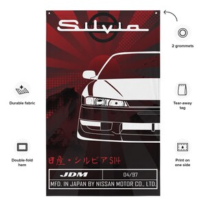Nissan Silvia S14 Kouki Flag- Silvia S14 Cloth Banner- JDM Car Garage ...