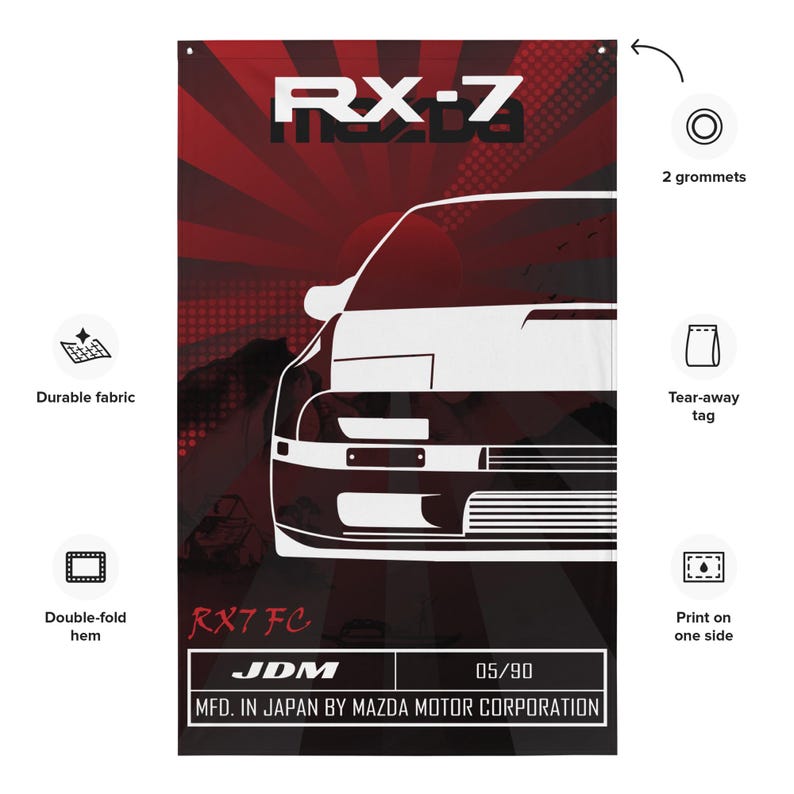 Mazda RX7 FC Flag- RX7 Cloth Banner- RX7 FC JDM Car Garage Wall Art ...