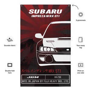 Subaru Impreza WRX Sti Flag- STI Meaneye Cloth Banner- Subaru 1st Gen ...