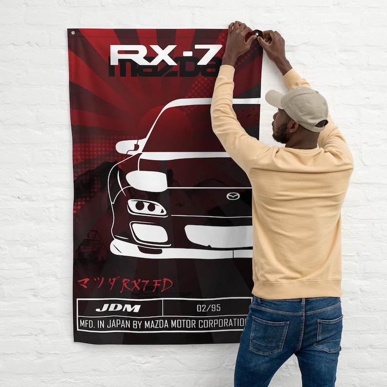 Mazda RX7 FD Flag RX7 Cloth Banner RX7 FD JDM Car Garage Wall Art Man ...