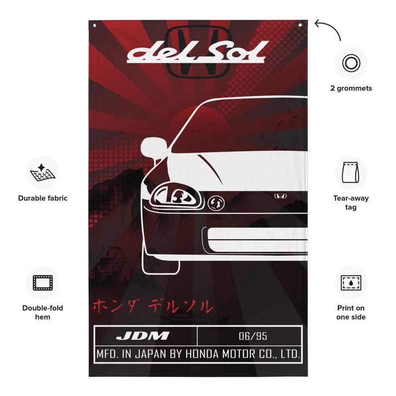 Honda Civic Del Sol Flag- CRX Del Sol Banner- Honda Del Sol JDM Car ...