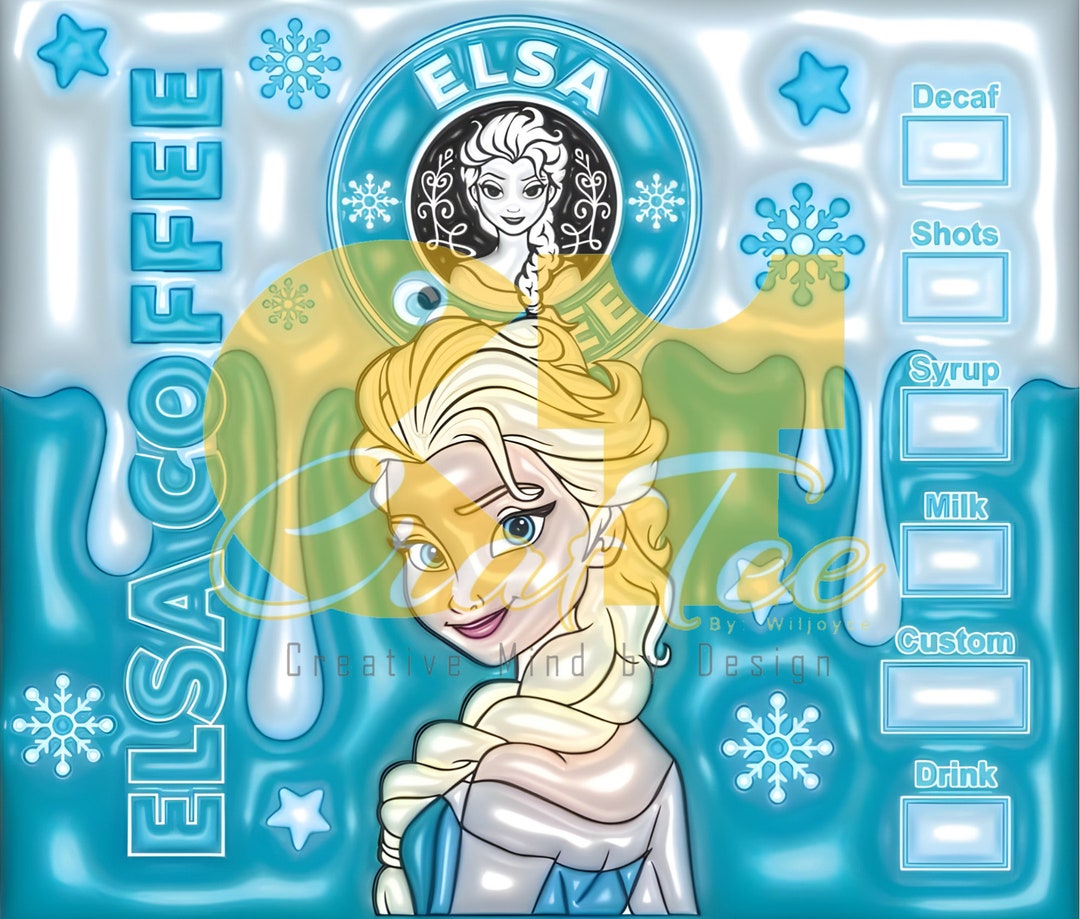 3D Elsa Frozen Coffee SVG Inflated Tumbler Wrap - Etsy