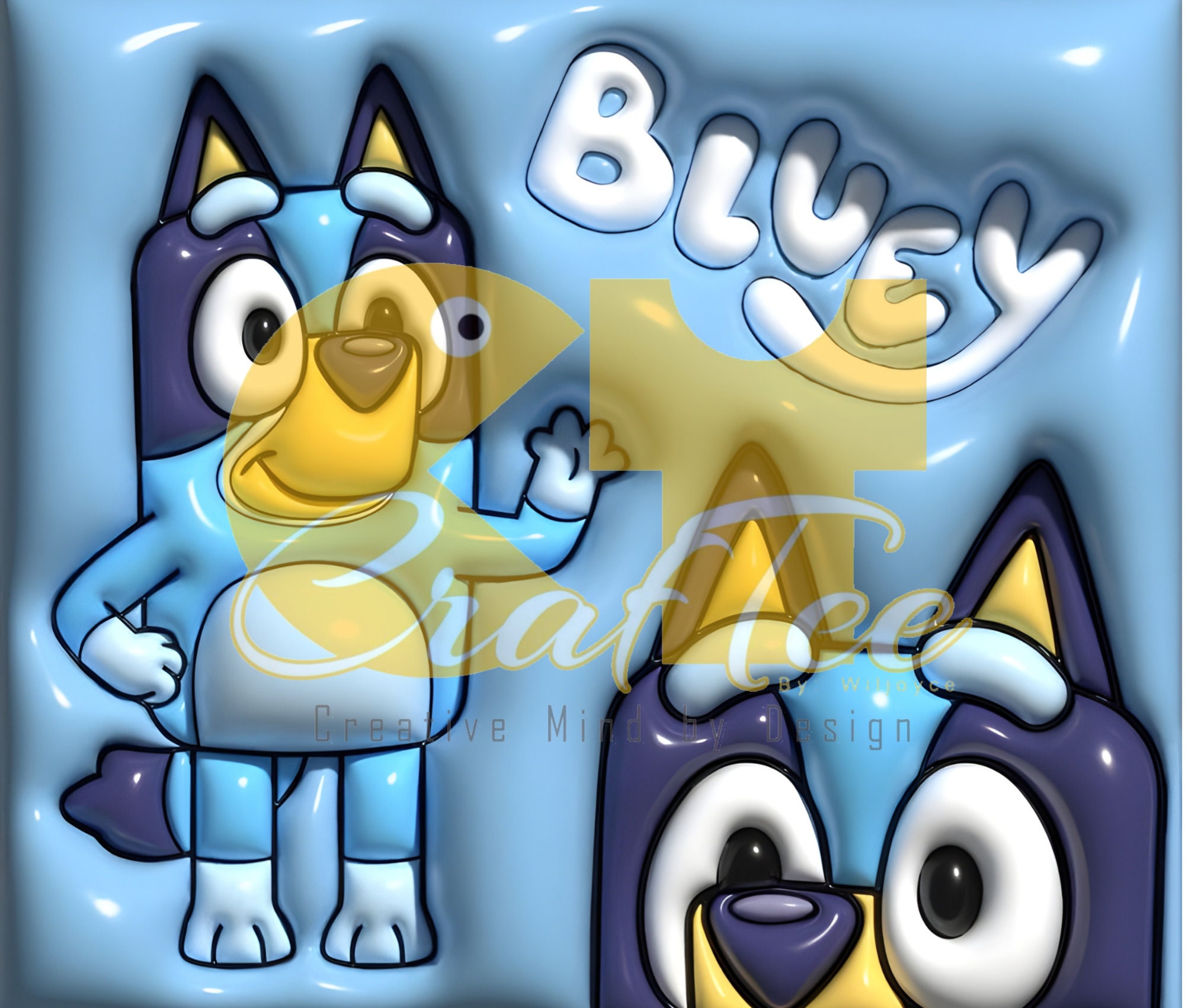 3D Bleuy Bluey SVG Inflated Tumbler Wrap - Etsy UK