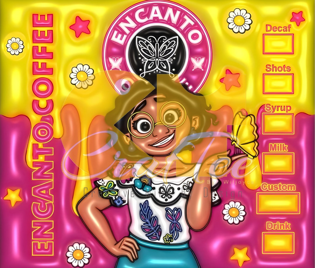 3D Encanto Coffee Mirabel SVG Inflated Tumbler Wrap - Etsy