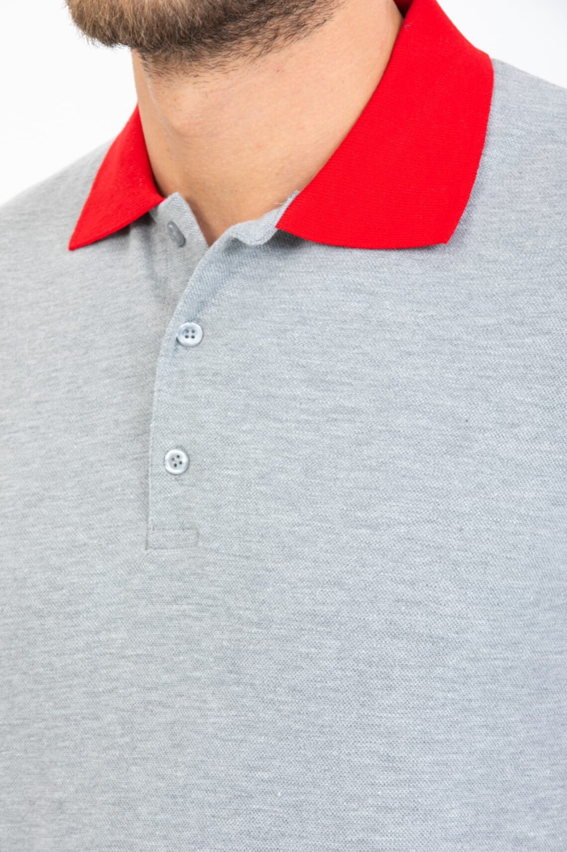 3x Grey-red Two Tones Polo T-shirt | Cotton | Contrast Color Tee - Etsy UK