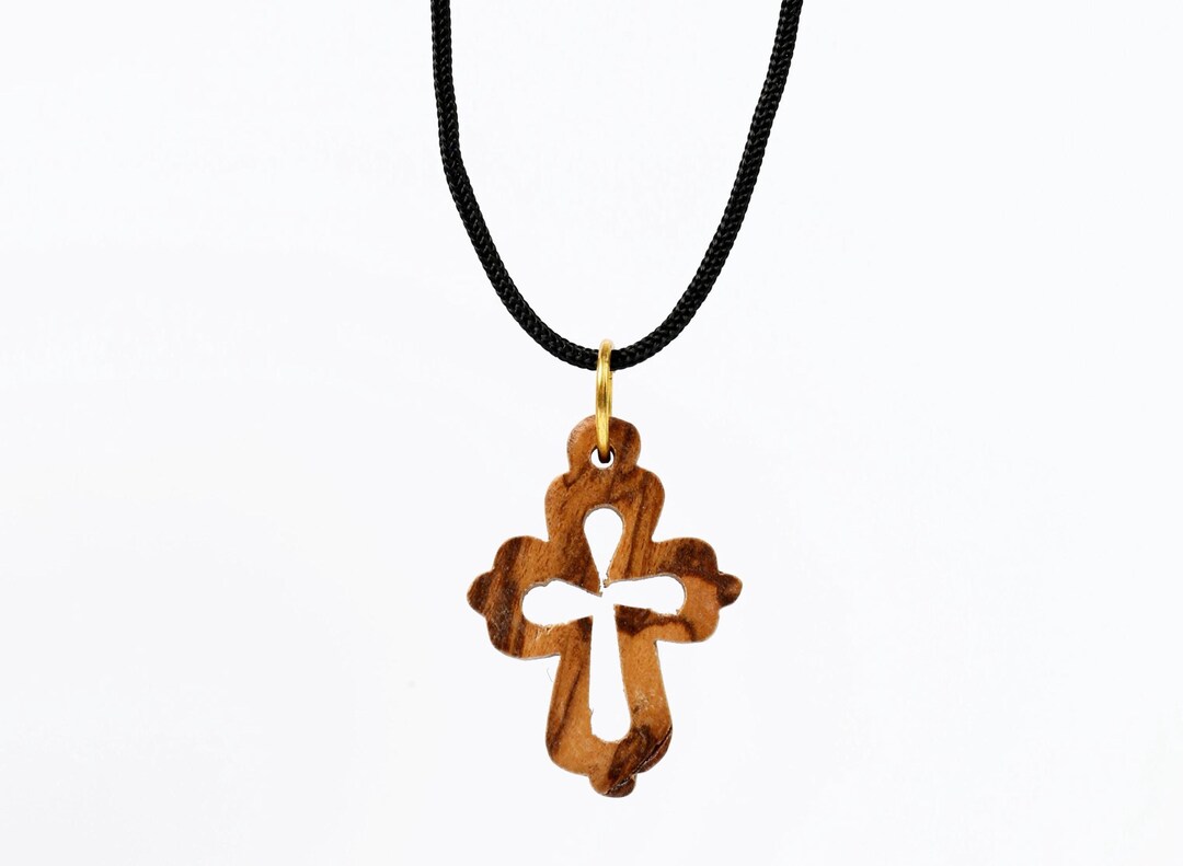 Olive Wood Pendant_ Hollow Roman Cross - Etsy