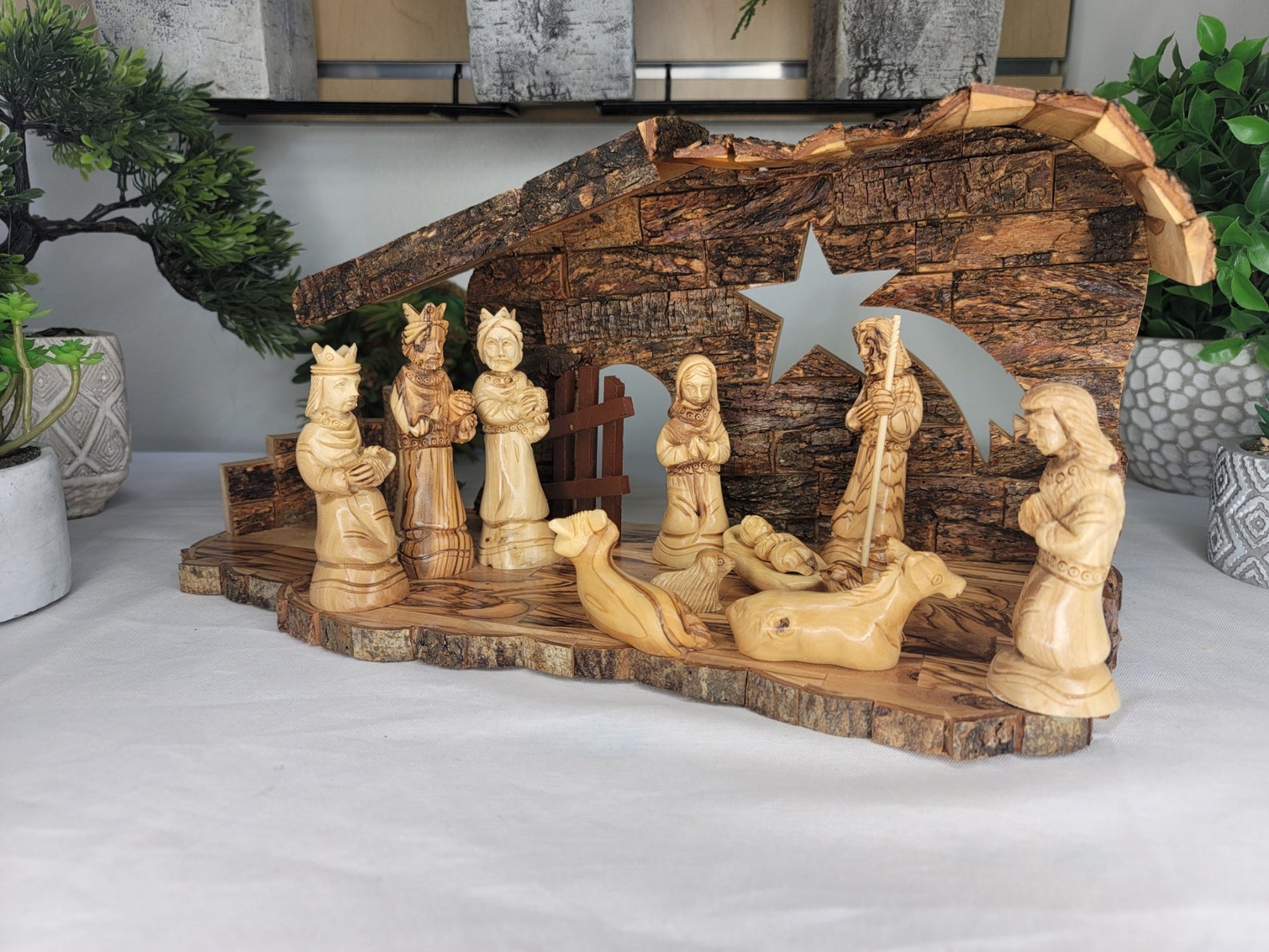 Nativity Scene Stable Olive Wood - Etsy