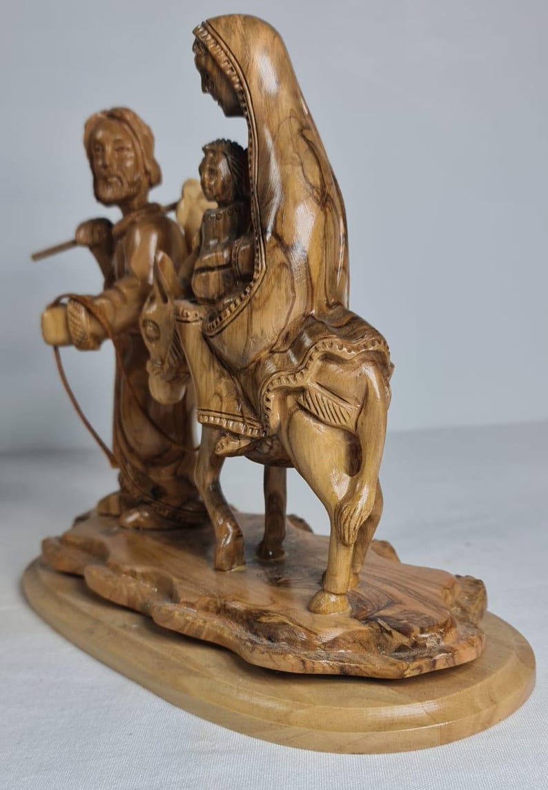 Olive Wood Flight Into Egypt Figure Face Detailed C - Etsy