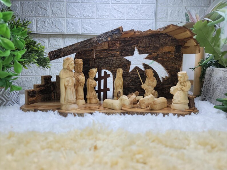 Nativity Scene Stable Olive Wood - Etsy