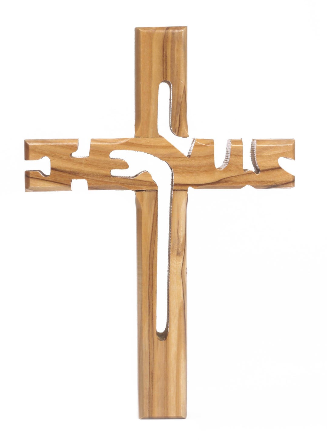 Olive Wood Cross_ Jesus Cut Out Wall Item 12cm - Etsy