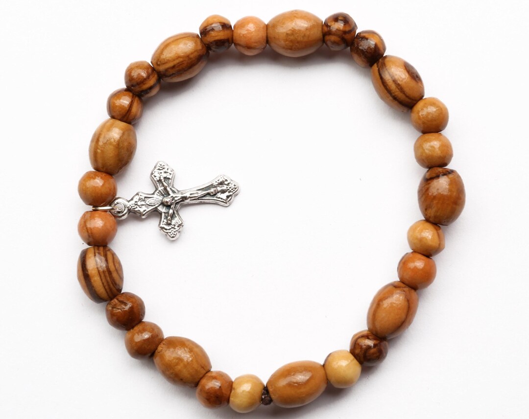 Olive Wood Bracelet_rubber Band Rosary Beads - Etsy