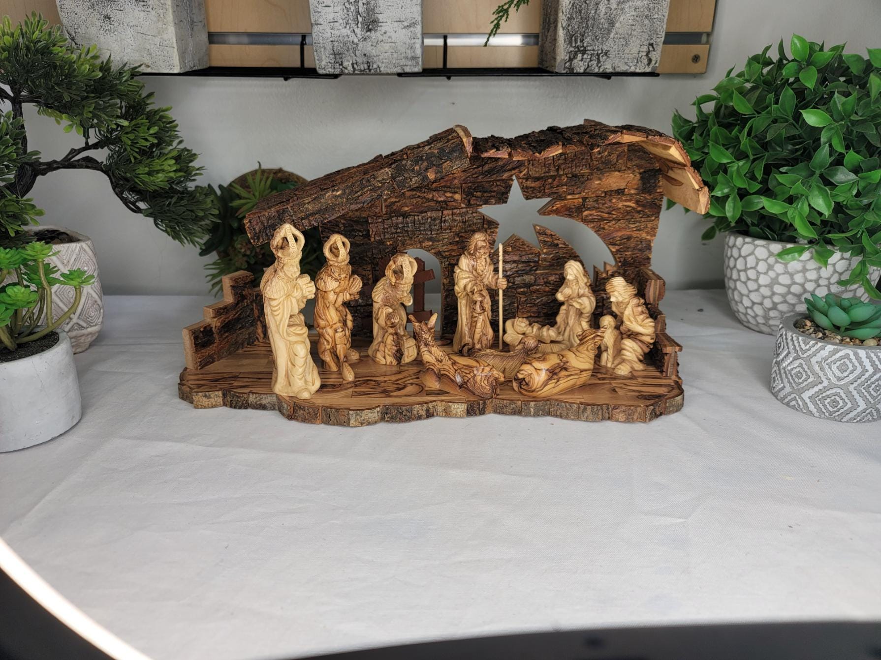 Nativity Scene Stable Olive Wood - Etsy