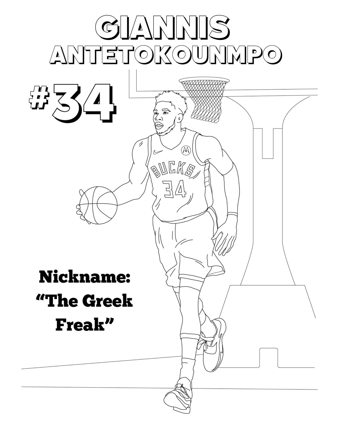 Basketball Coloring Book INSTANT DOWNLOAD Top 20 Players Basketball Fan ...