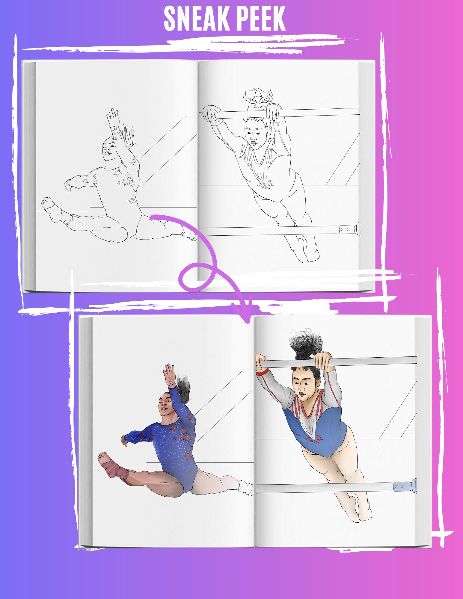 Gymnastics Coloring Book | INSTANT DOWNLOAD | Top Gymnasts | Gymnastics ...