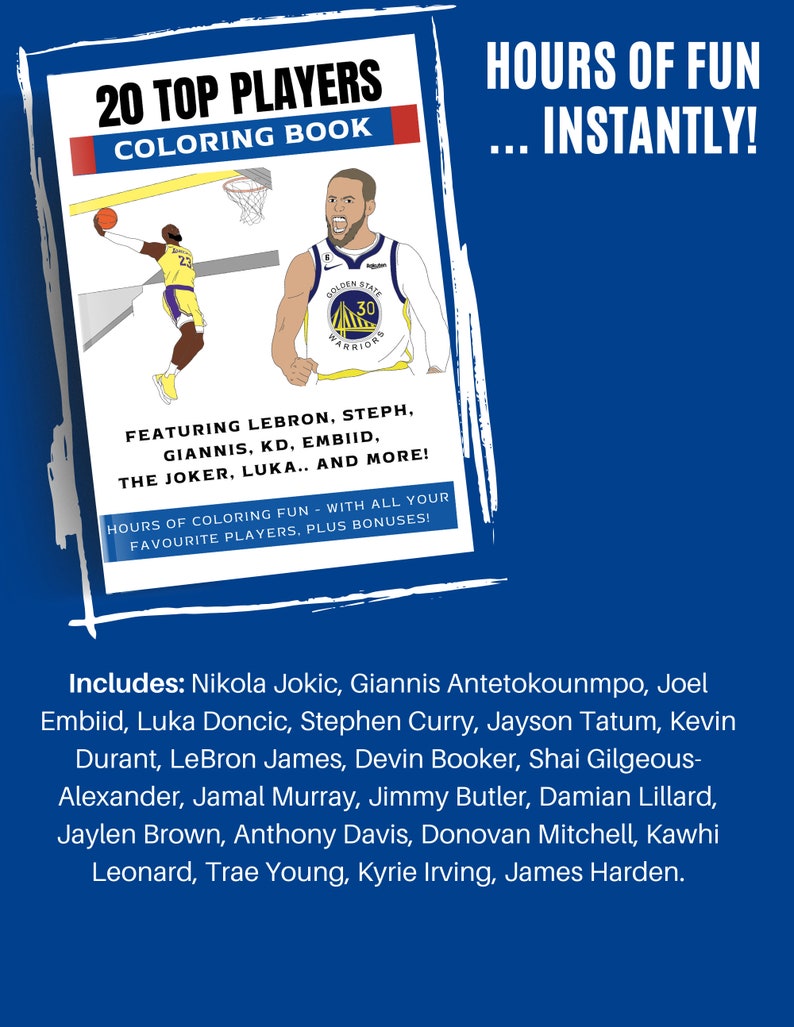 Basketball Coloring Book | INSTANT DOWNLOAD | Top 20 Players ...