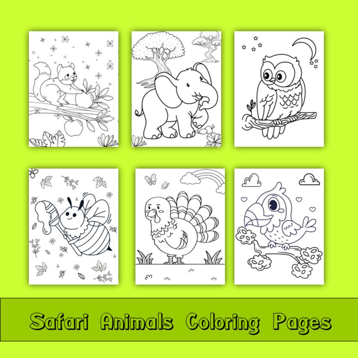 Safari Animals Coloring Pages, 12 Printable Safari Coloring Pages for ...