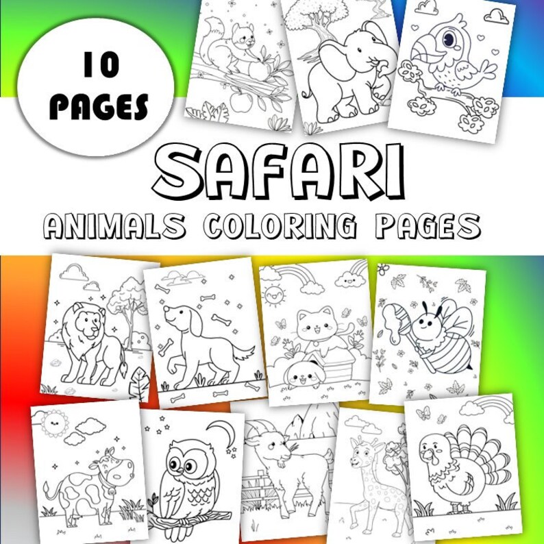 Safari Animals Coloring Pages, 12 Printable Safari Coloring Pages for ...