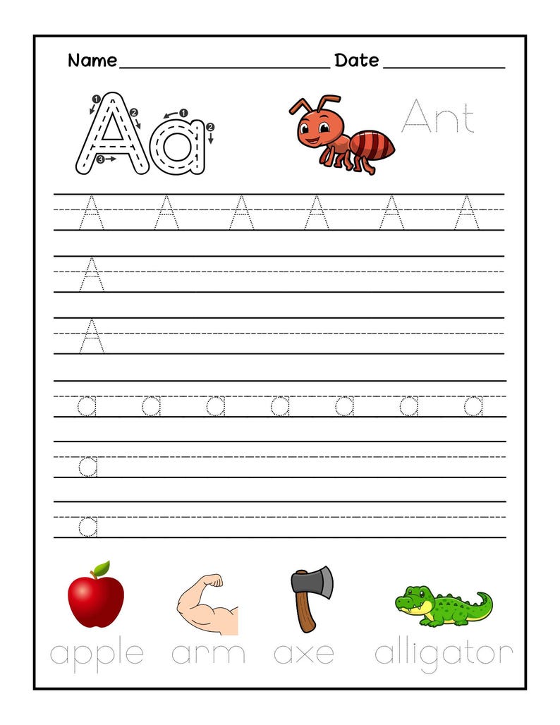 Alphabet Tracing Worksheets A-Z, Handwriting Practice (PDF Pattern) - Etsy