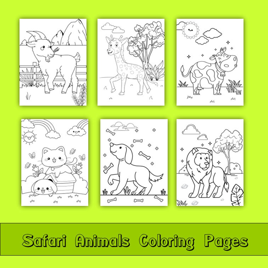 Safari Animals Coloring Pages, 12 Printable Safari Coloring Pages for ...