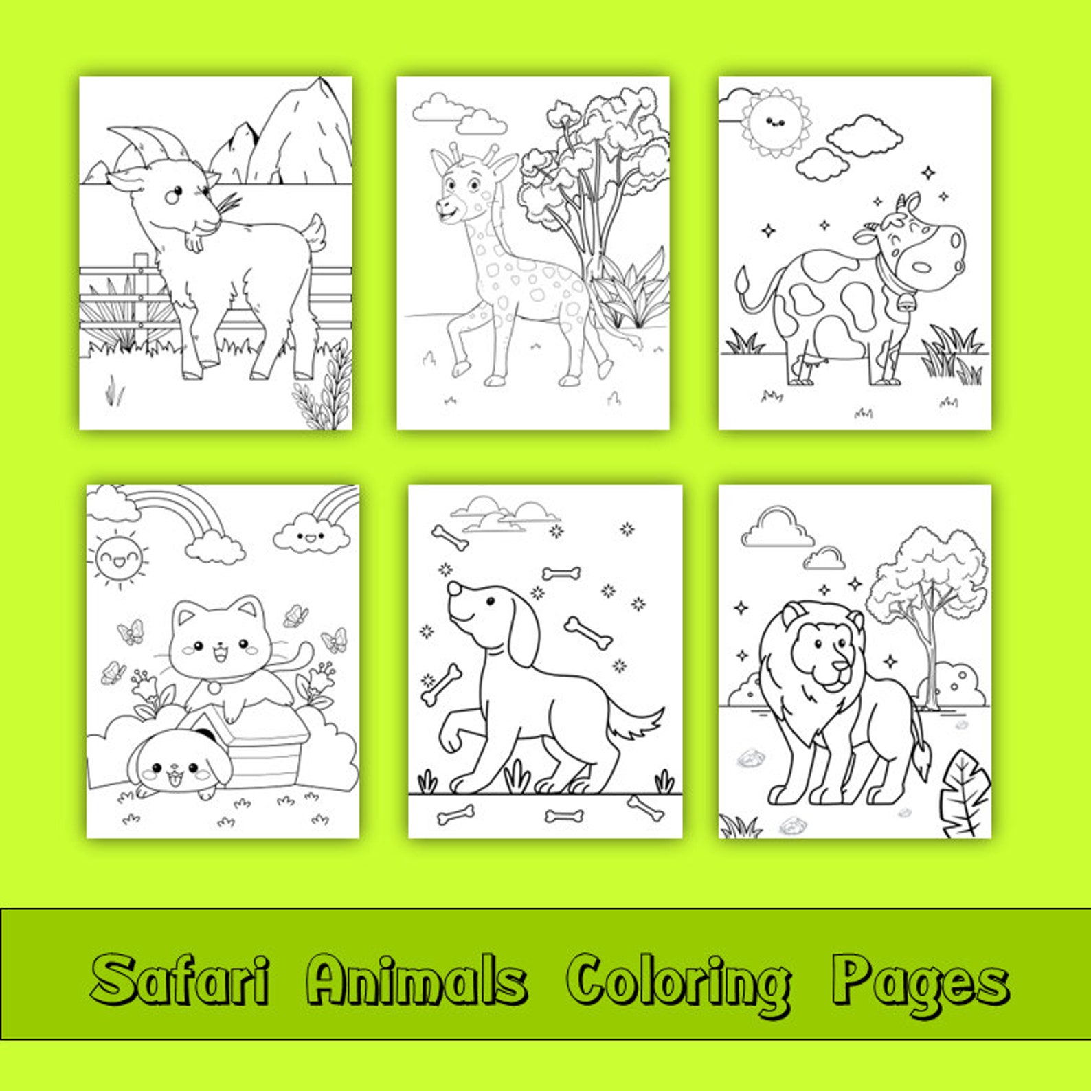 Safari Animals Coloring Pages, 12 Printable Safari Coloring Pages for ...