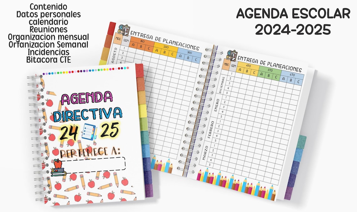 ACTUALIZADA 2025-2026 Kit 4 Agendas Escolares /Directivo Primaria ...