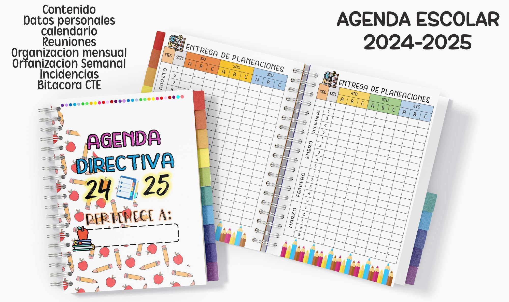 ACTUALIZADA 2025-2026 Kit 4 Agendas Escolares /Directivo Primaria ...