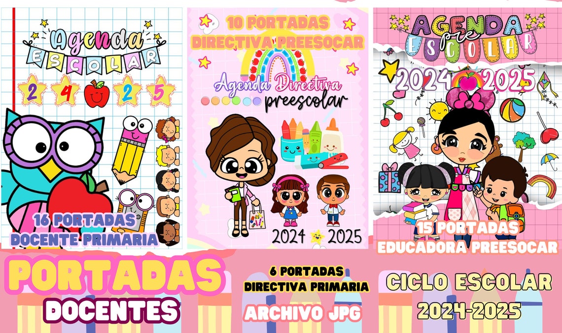 ACTUALIZADA 2025-2026 Kit 4 Agendas Escolares /Directivo Primaria ...