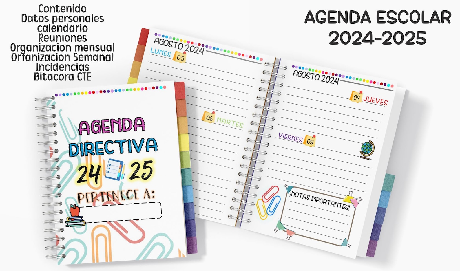 ACTUALIZADA 2025-2026 Kit 4 Agendas Escolares /Directivo Primaria ...