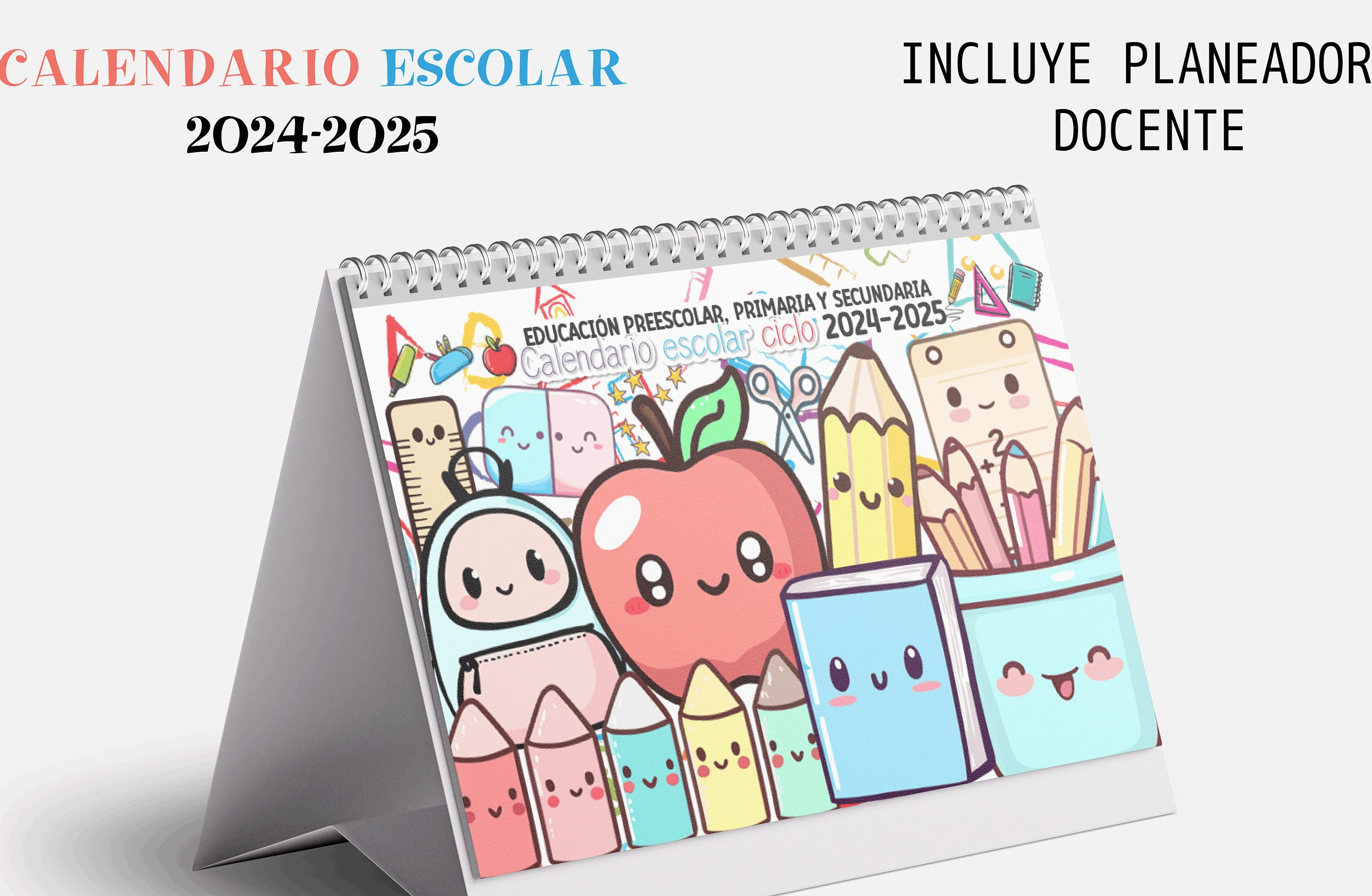 Beautiful School Desk Calendar for the 2024-2025 School Year, Half ...