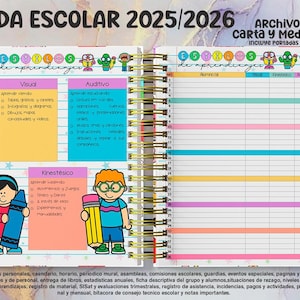 Agenda escolar colorida y completa para maestra de primaria ciclo ...