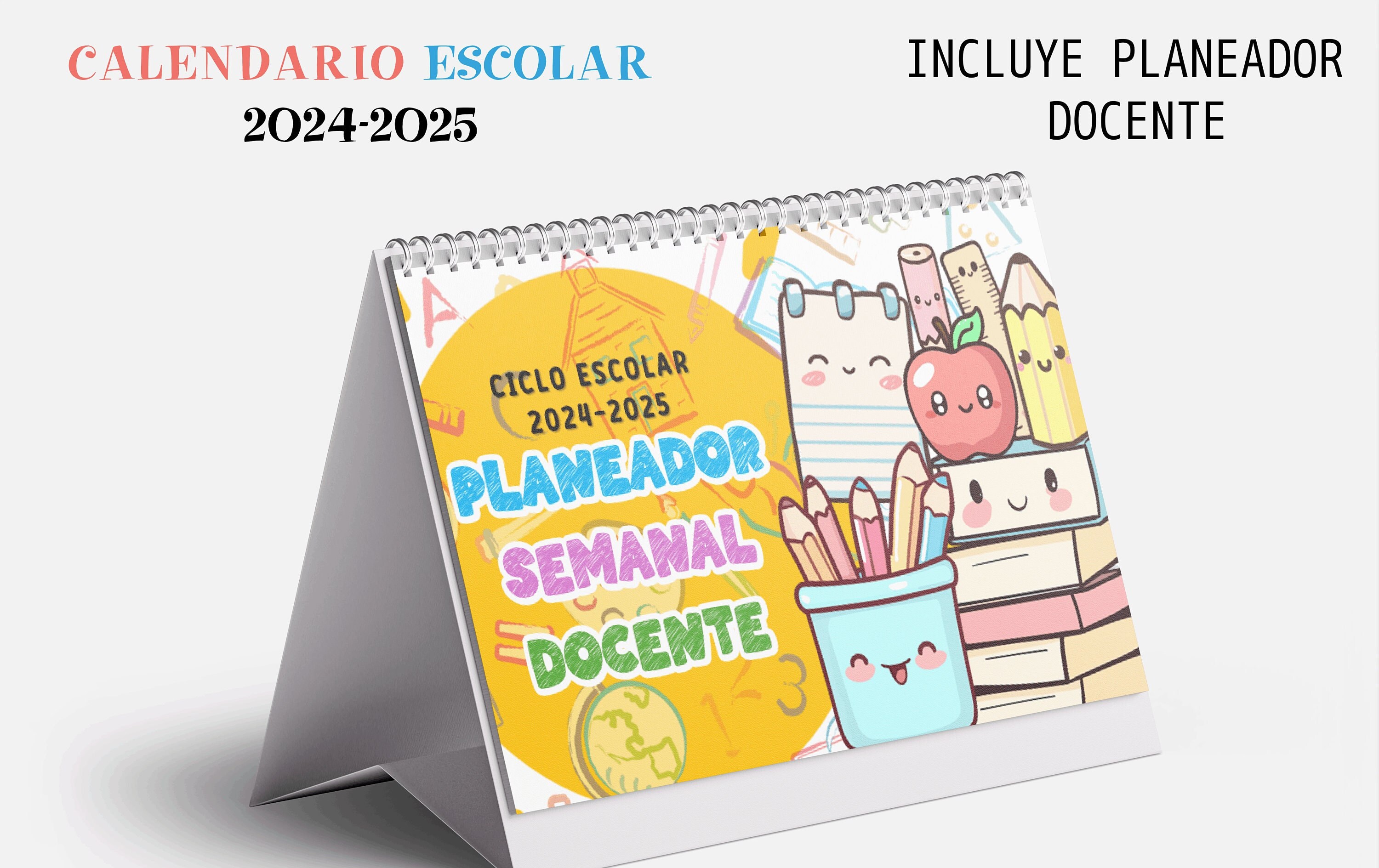 Beautiful School Desk Calendar for the 2024-2025 School Year, Half ...