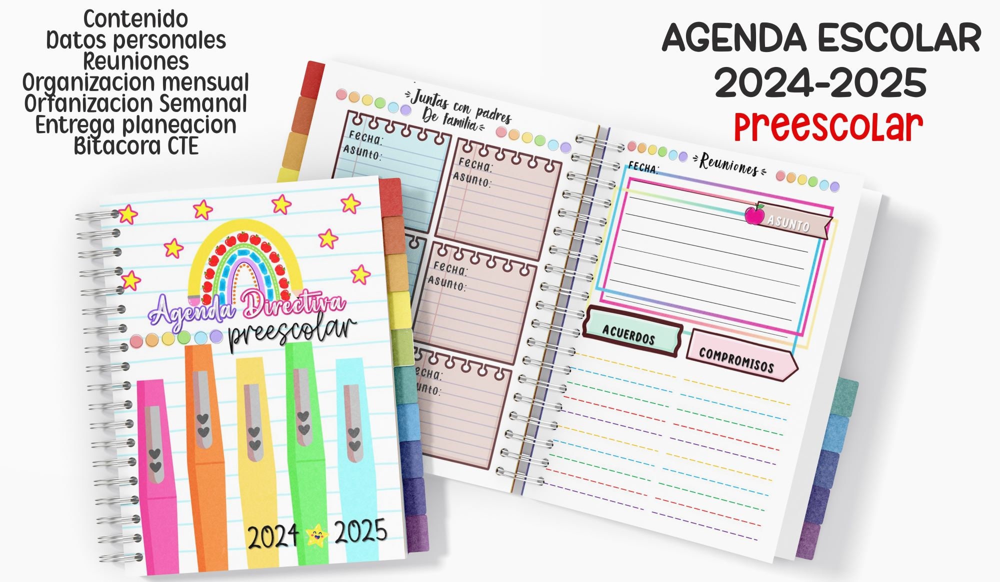 ACTUALIZADA 2025-2026 Kit 4 Agendas Escolares /Directivo Primaria ...