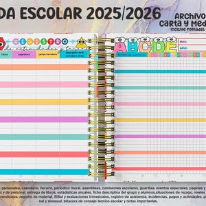 ACTUALIZADA 2027-2026 Agenda escolar colorida y completa para maestra ...