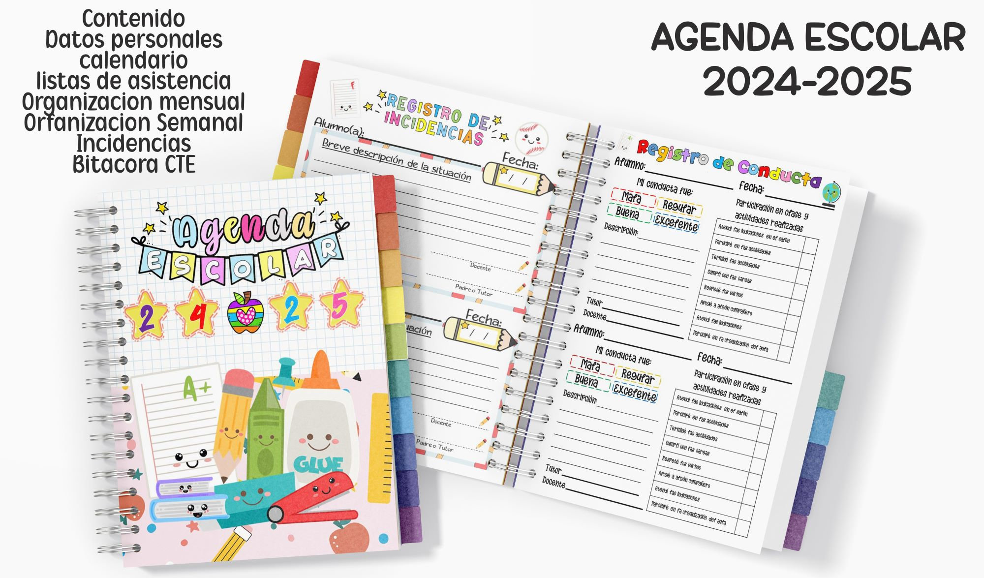 ACTUALIZADA 2025-2026 Kit 4 Agendas Escolares /Directivo Primaria ...