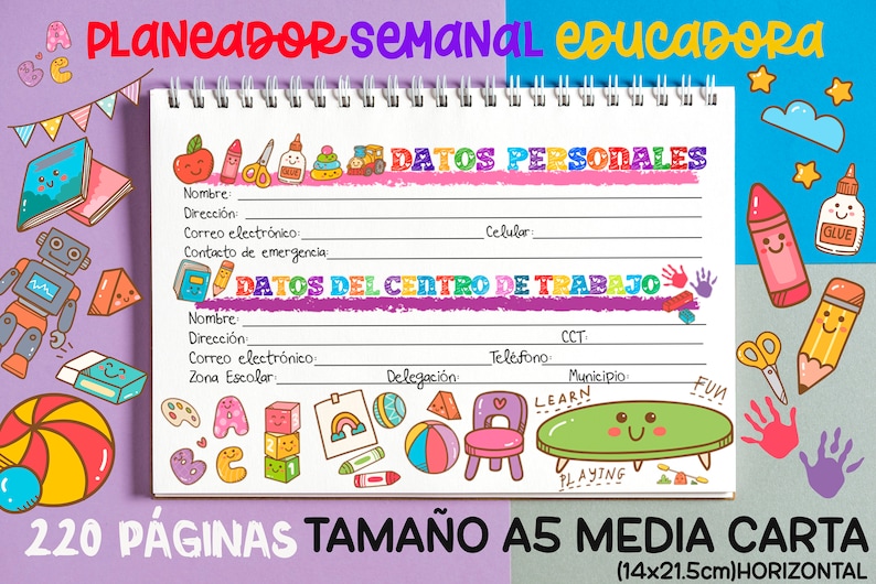 Kit 3 planeadores semanales sin fecha educadora preescolar, maestra y ...