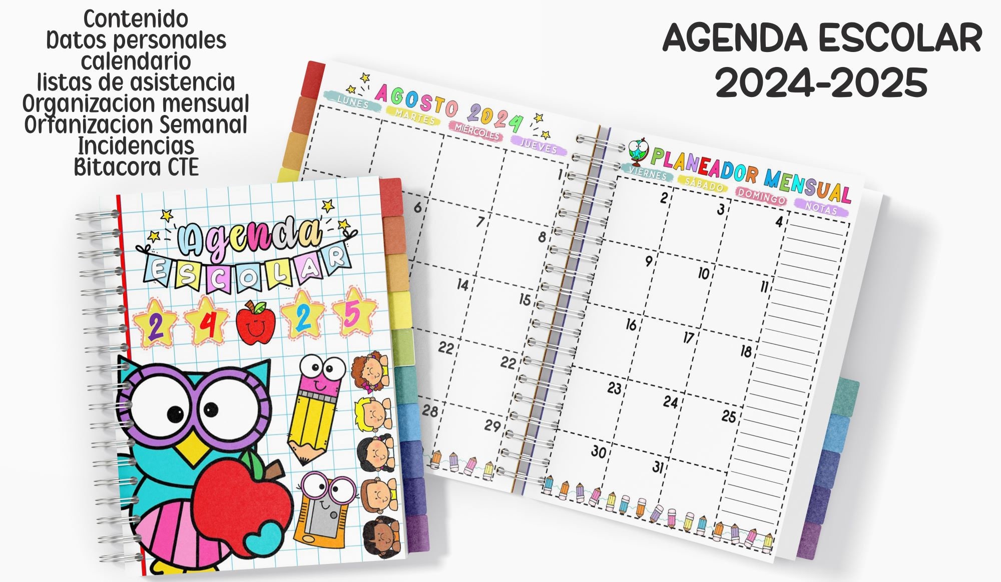 ACTUALIZADA 2025-2026 Kit 4 Agendas Escolares /Directivo Primaria ...