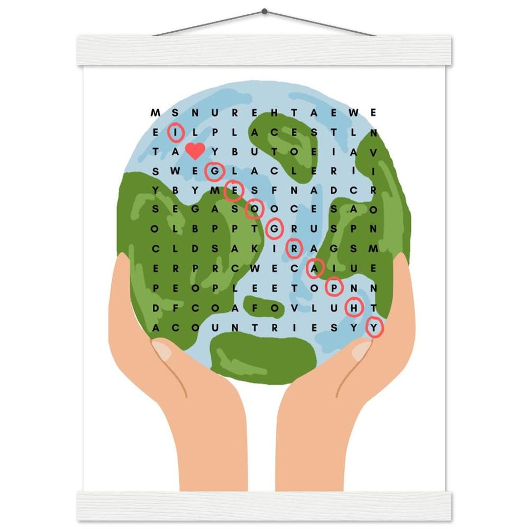 Classic Matte Paper Poster With Hanger - I Heart Geography Word Search ...