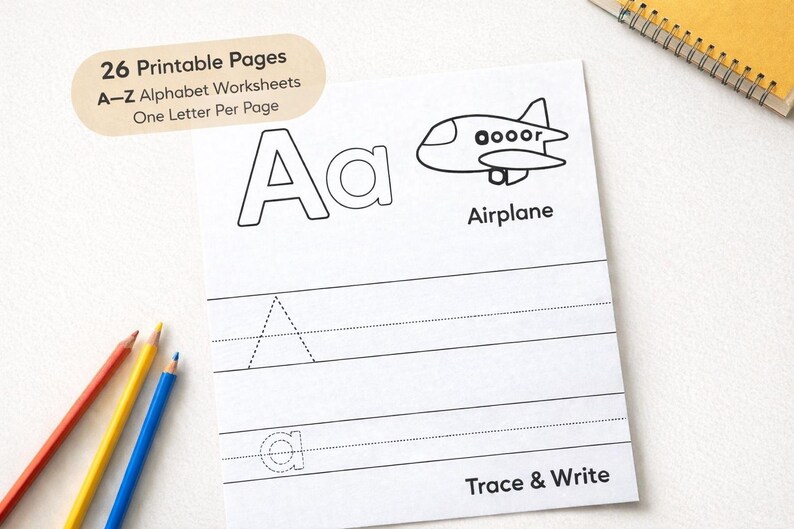26 Printable Alphabet Tracing Worksheets | Handwriting Practice (PDF ...