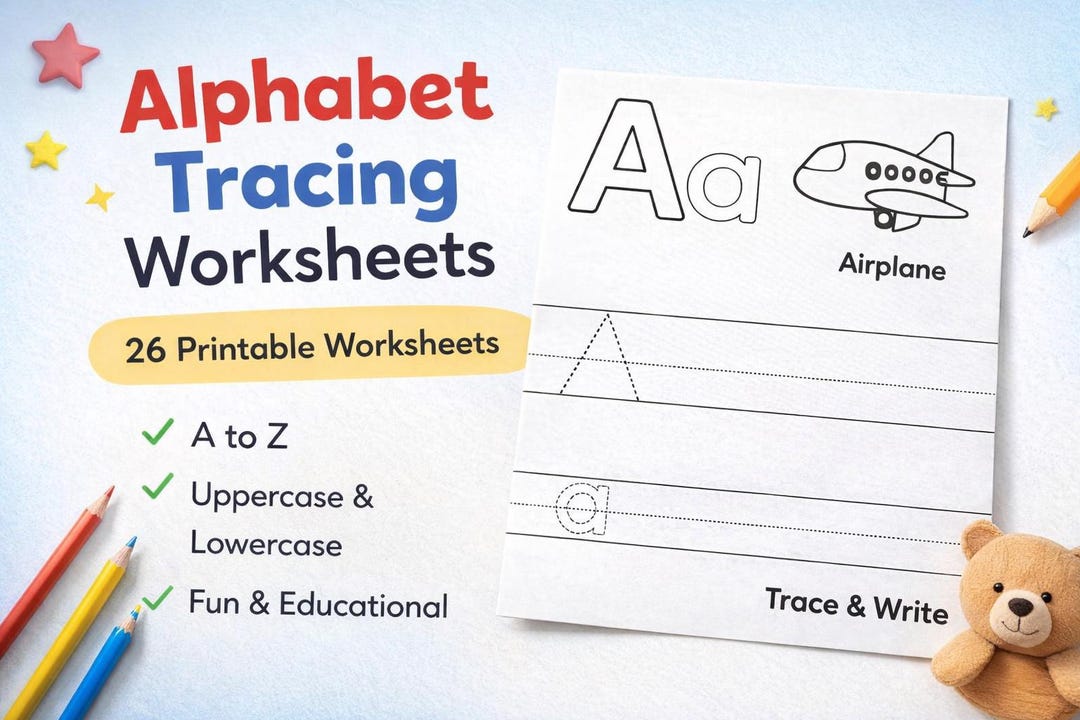 26 Printable Alphabet Tracing Worksheets | Handwriting Practice (PDF ...