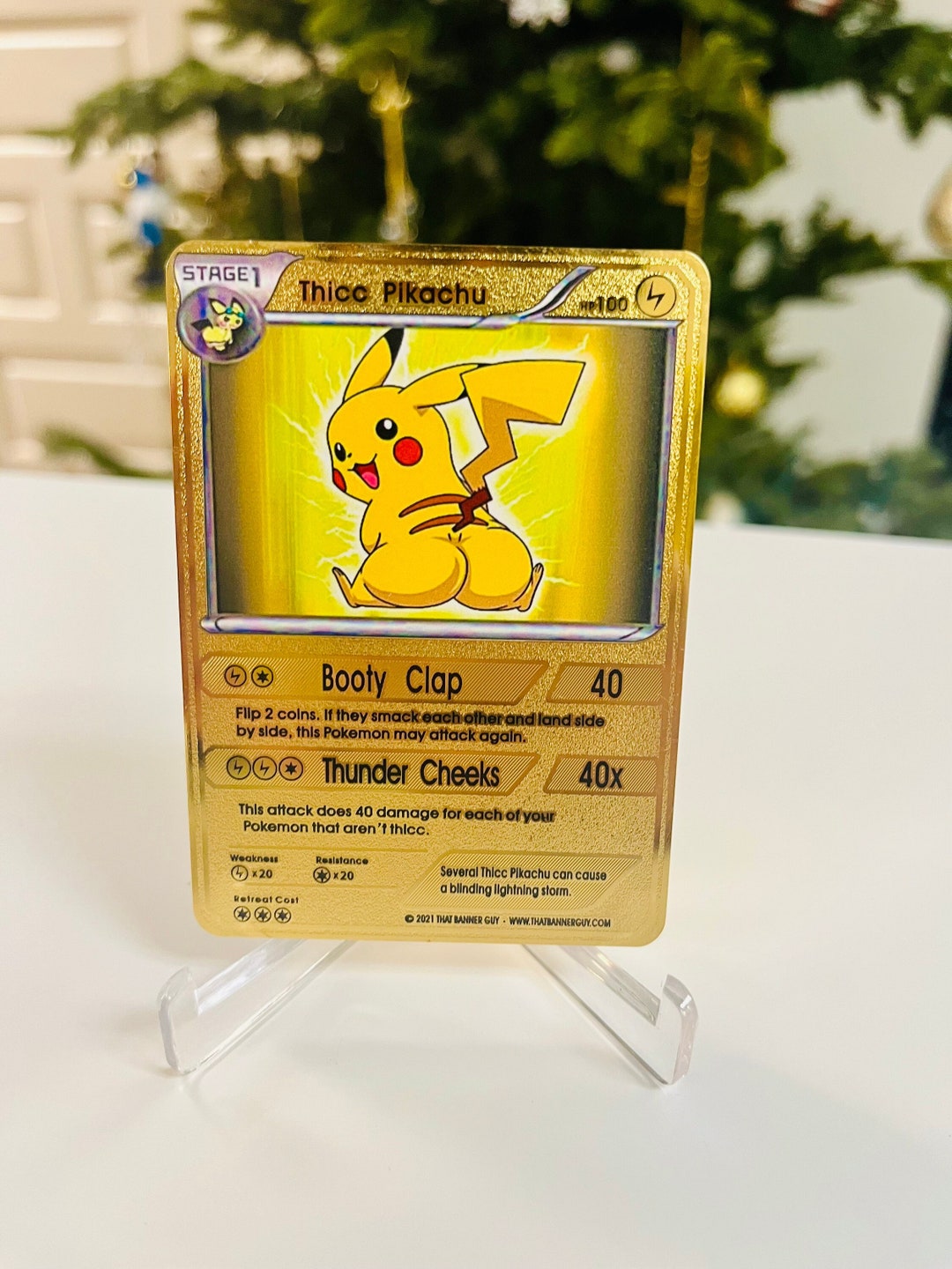 Pikachu Custom Gold Metal Pokémon Card - Etsy